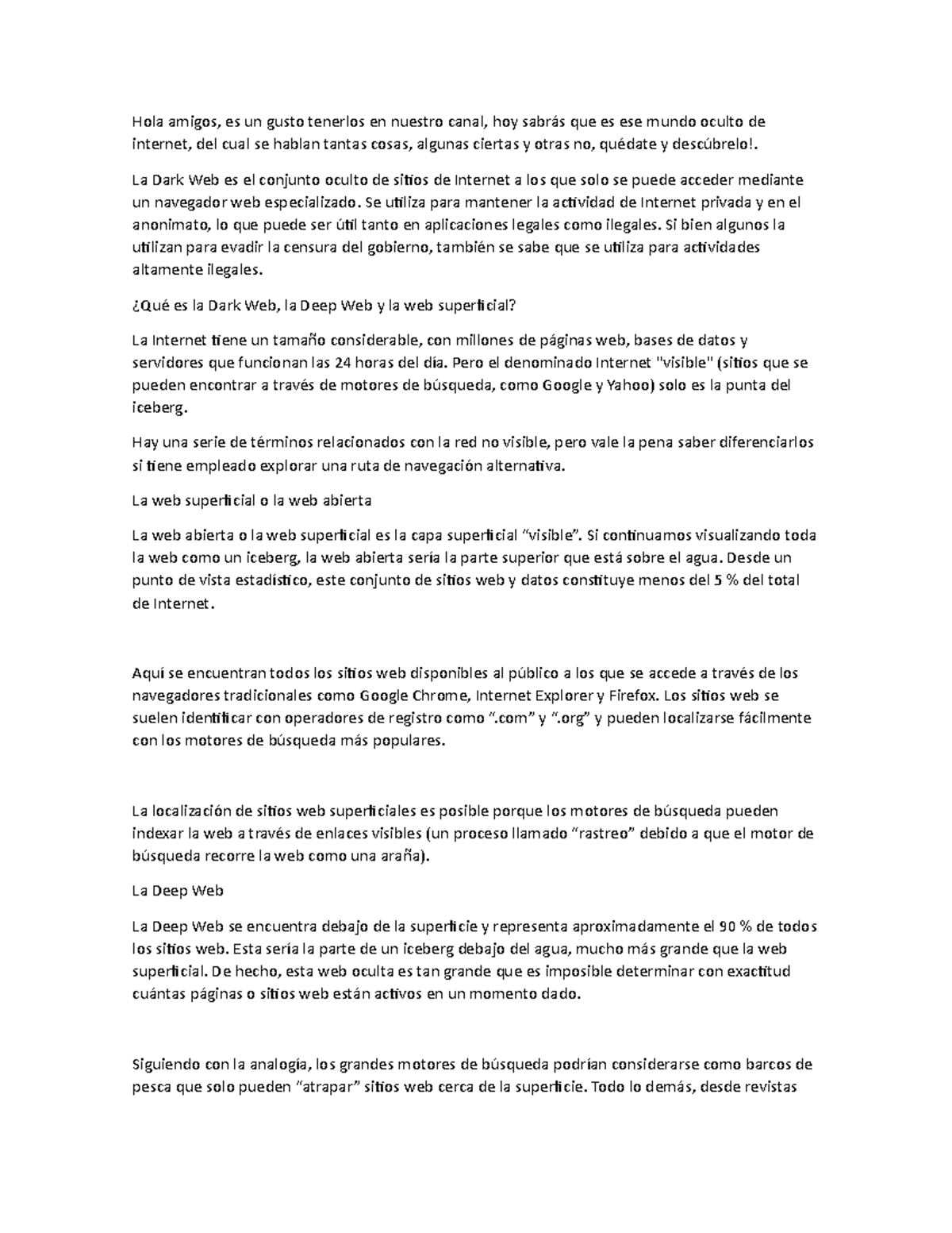 Deepweb - DFFGGH - Hola amigos, es un gusto tenerlos en nuestro canal ...