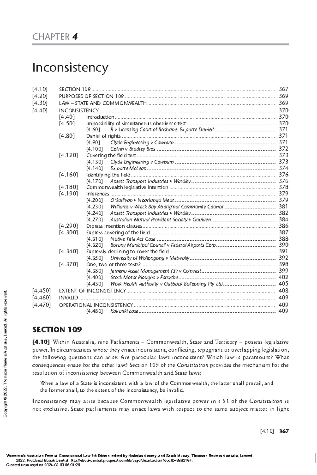 Winterton's Australian Federal Constitutional Law - [4] 367 CHAPTER 4 ...