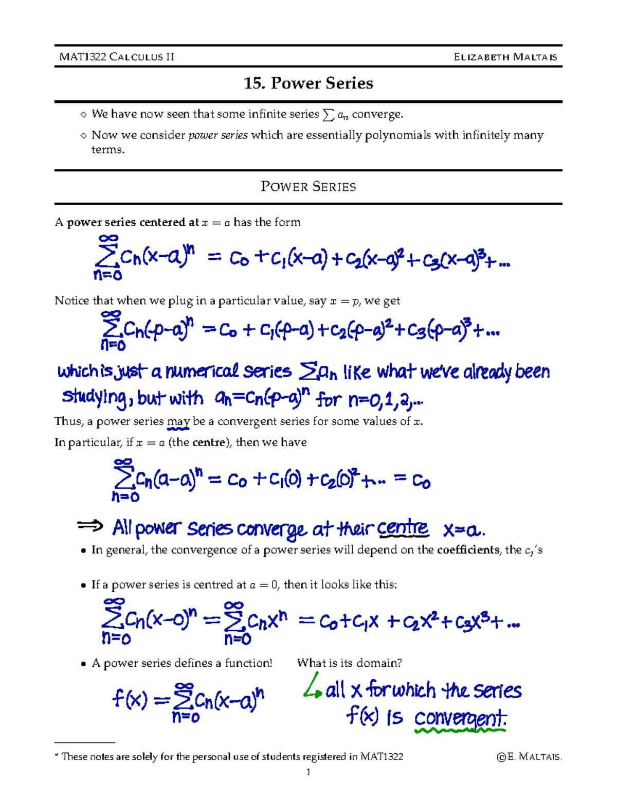 Lec15-filled - This is a file - MAT1322 CALCULUS II ELIZABETH MALTAIS ...