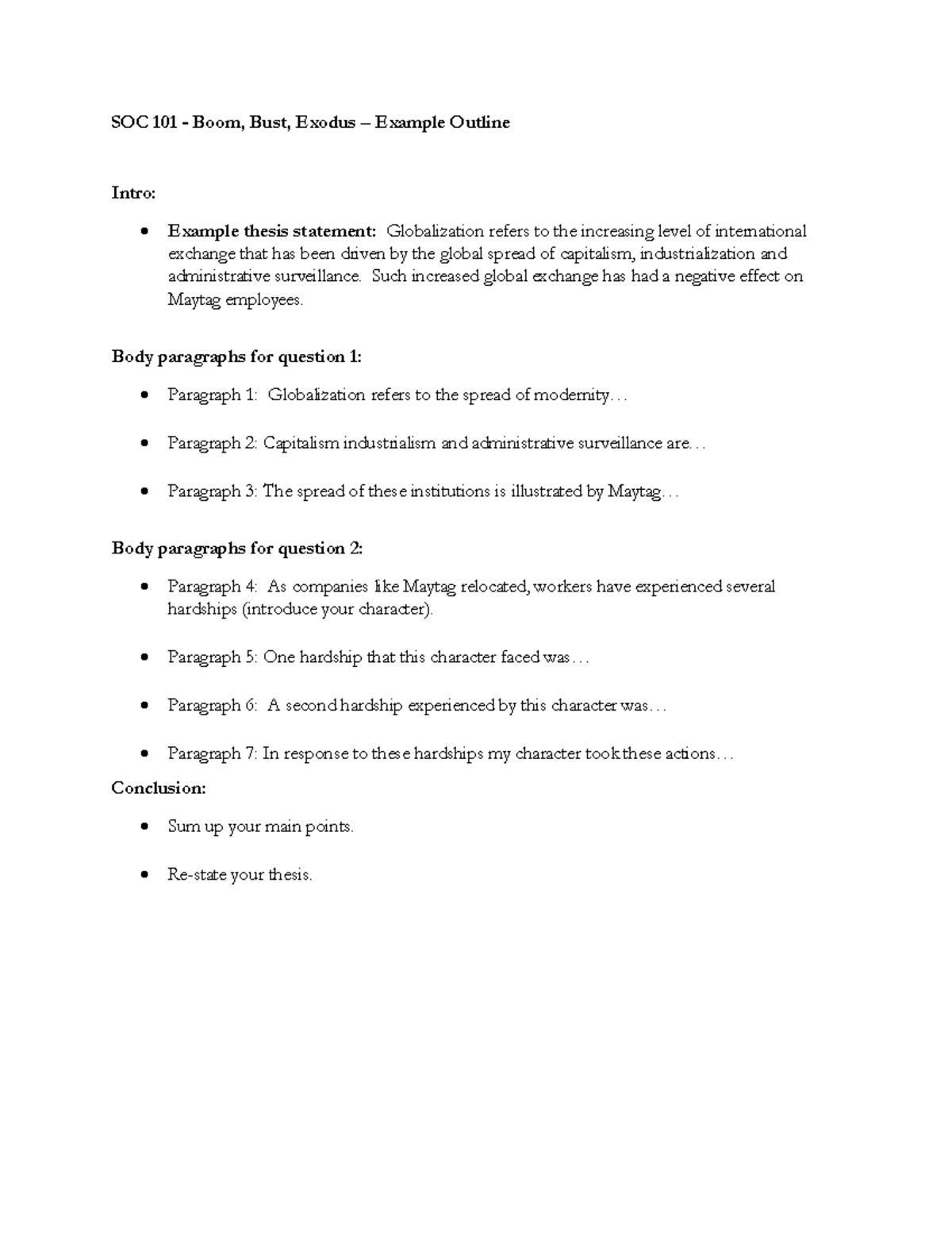 Boom, Bust, Exodus - Sample Outline - SOC 101 - Boom, Bust, Exodus ...
