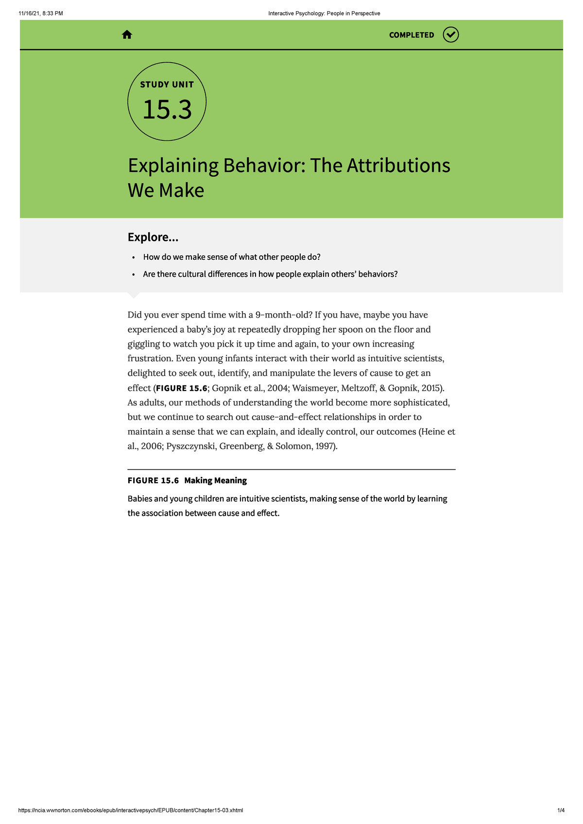 Interactive Psychology People in Perspective 15.3 - COMPLETED Did you ...