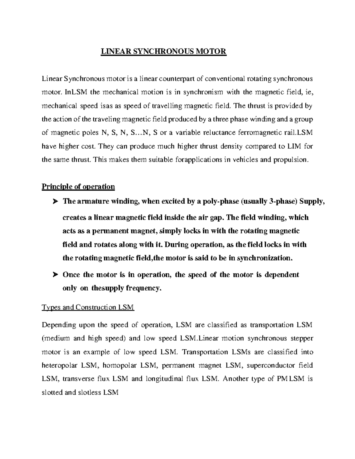 Linear Synchronous Motor - LINEAR SYNCHRONOUS MOTOR Linear Synchronous ...