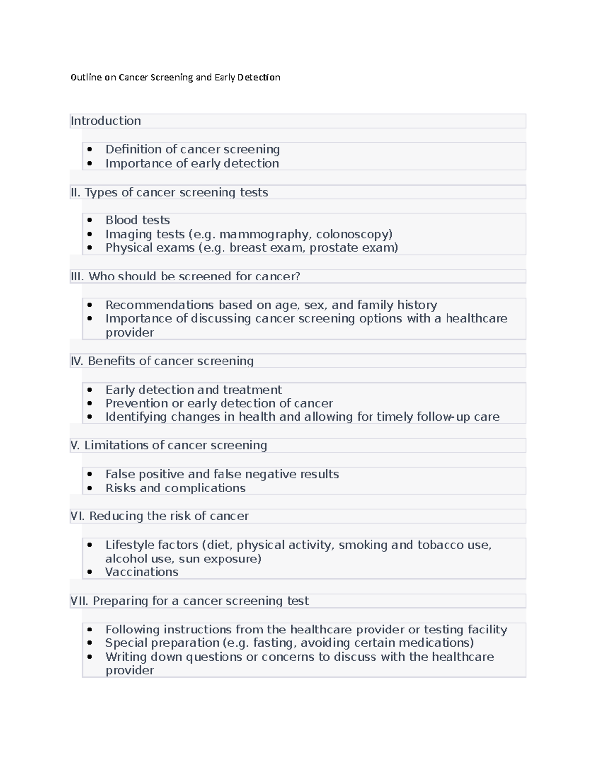CED2 - notes - Outline on Cancer Screening and Early Detection ...