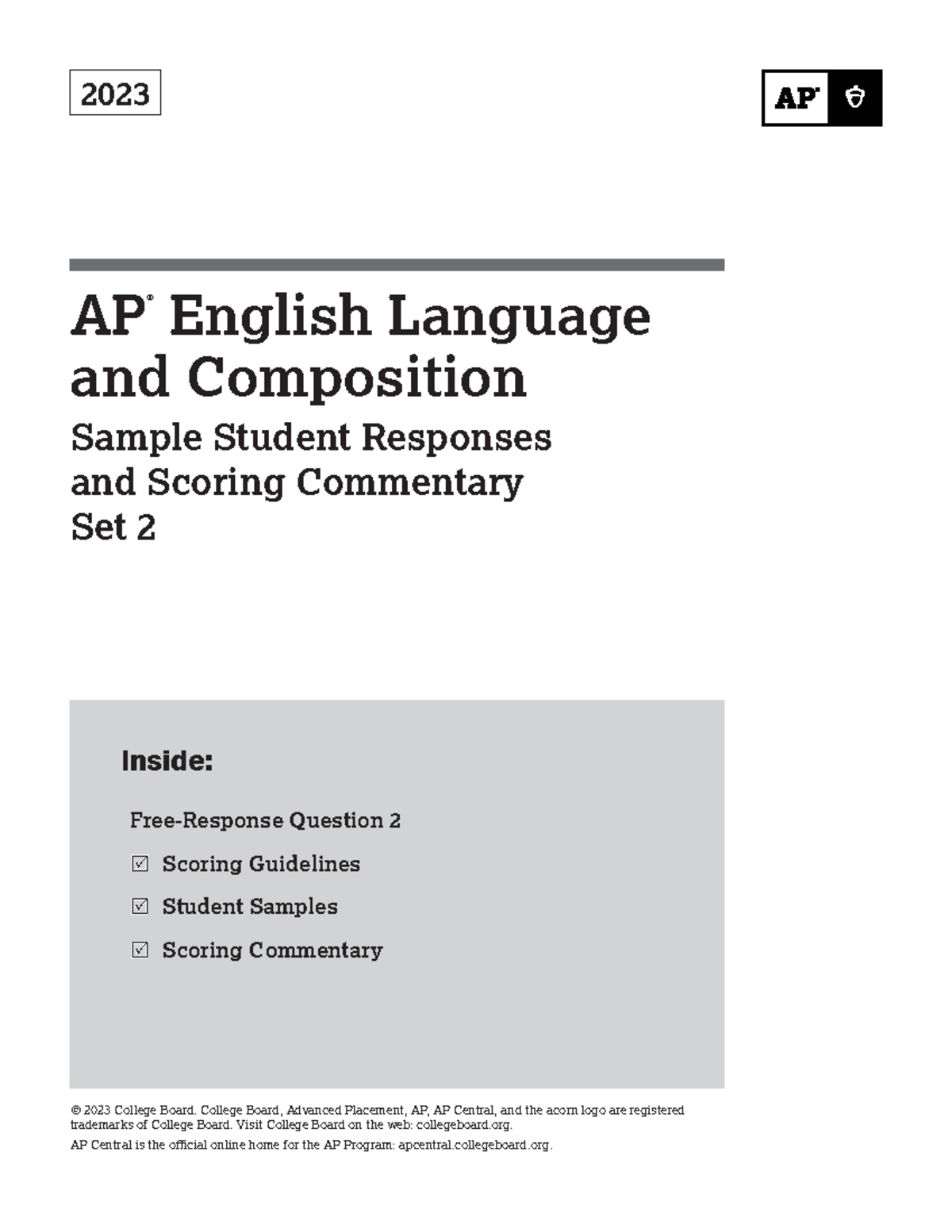 2023 Rita Dove RA Essay Samples - 2023 AP ® English Language and ...