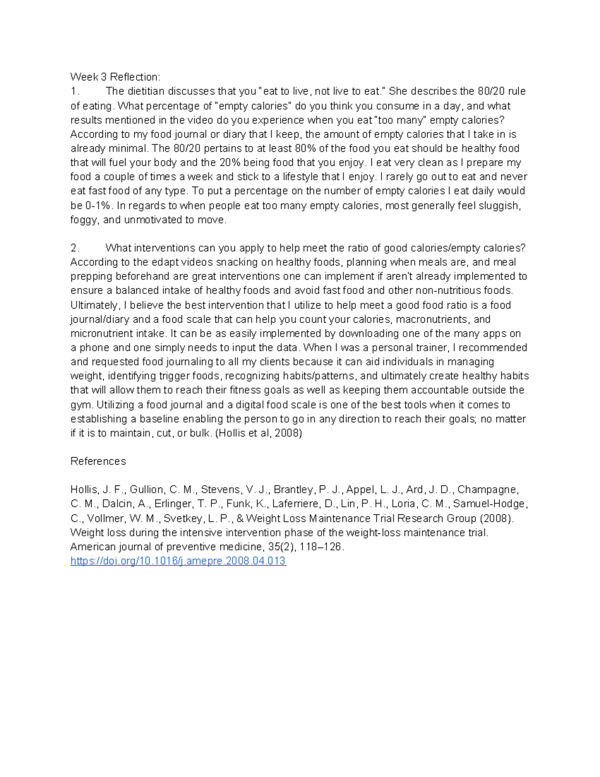 NR103 - Week 3 - Edapt Mindfulness Reflection - Week 3 Reflection: The ...