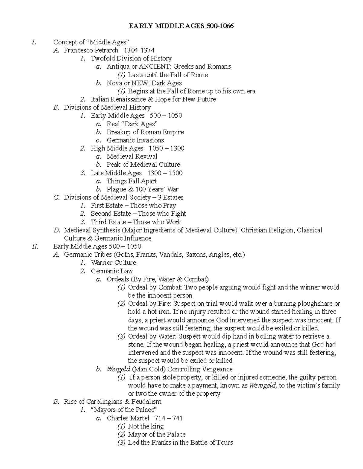 Early Middle Ages - Lecture notes study guide final - EARLY MIDDLE AGES ...