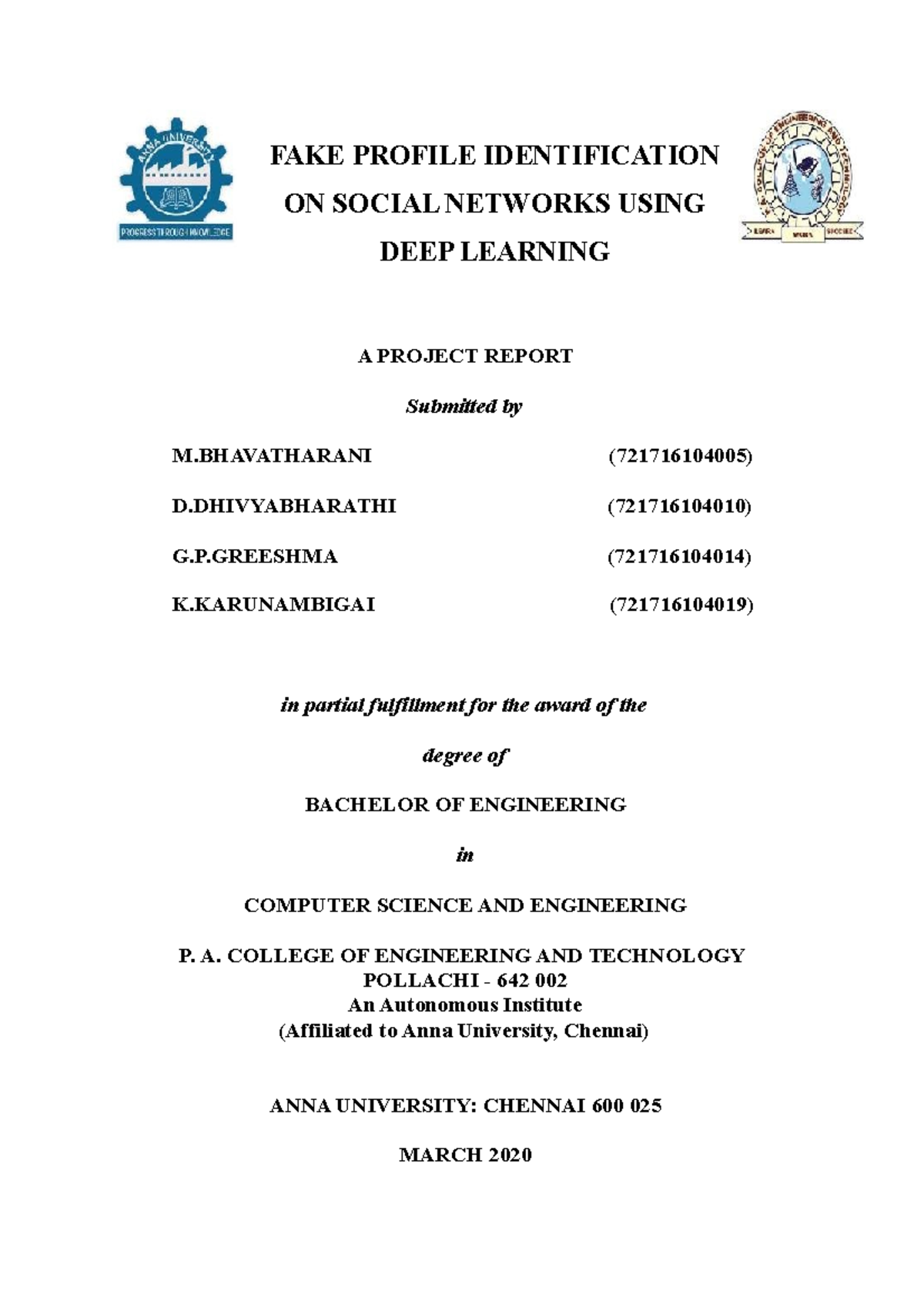 Final Report-converted - FAKE PROFILE IDENTIFICATION ON SOCIAL NETWORKS ...