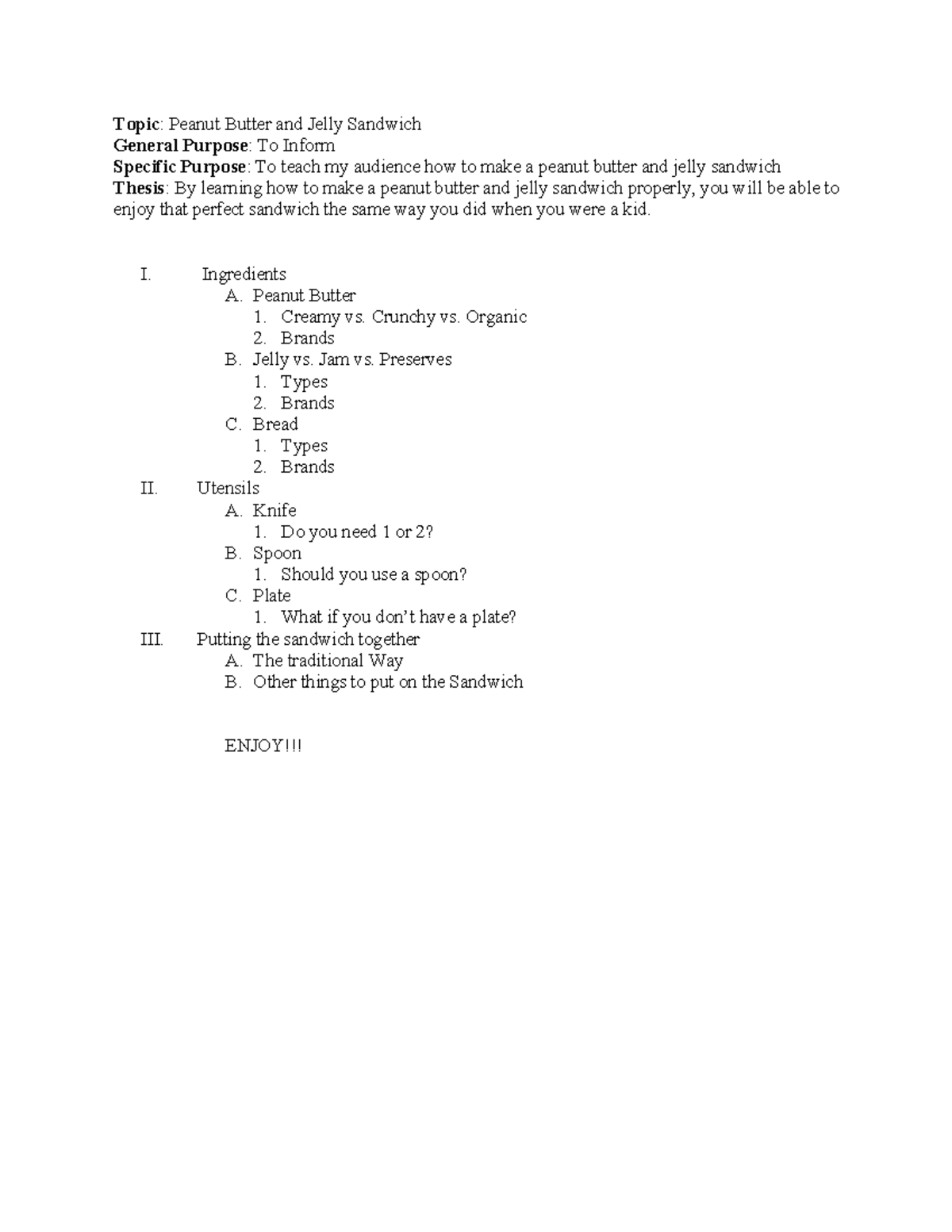 Demonstration How To Speech Sample Outline.Speaking Outline - Topic ...