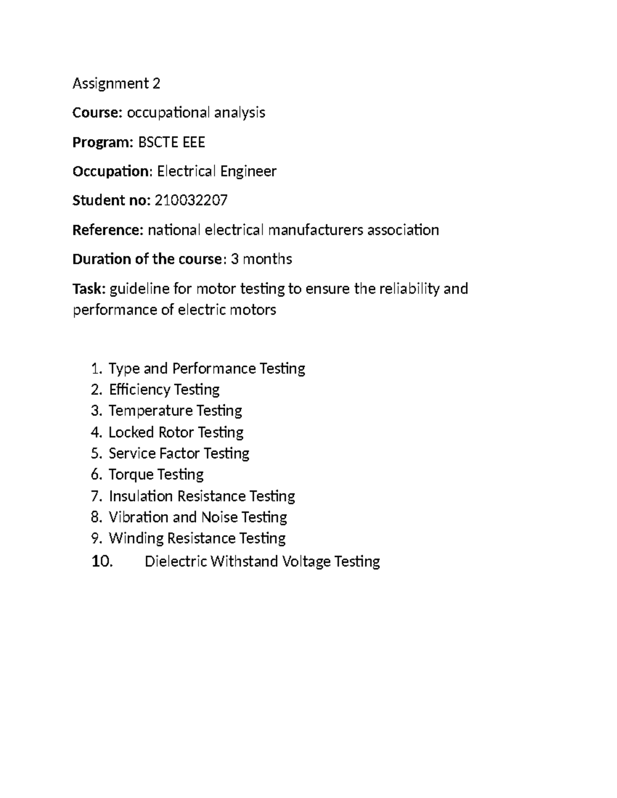 Task inventory assignment 2 - Assignment 2 Course: occupational ...