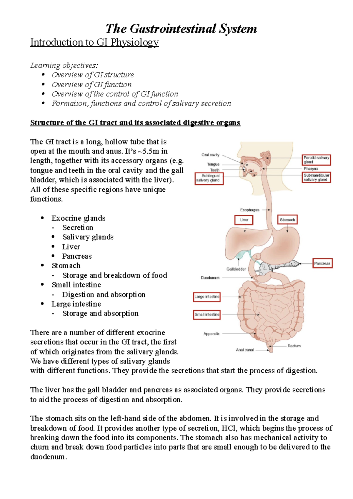 Introduction to GI Physiology - The Gastrointestinal System ...