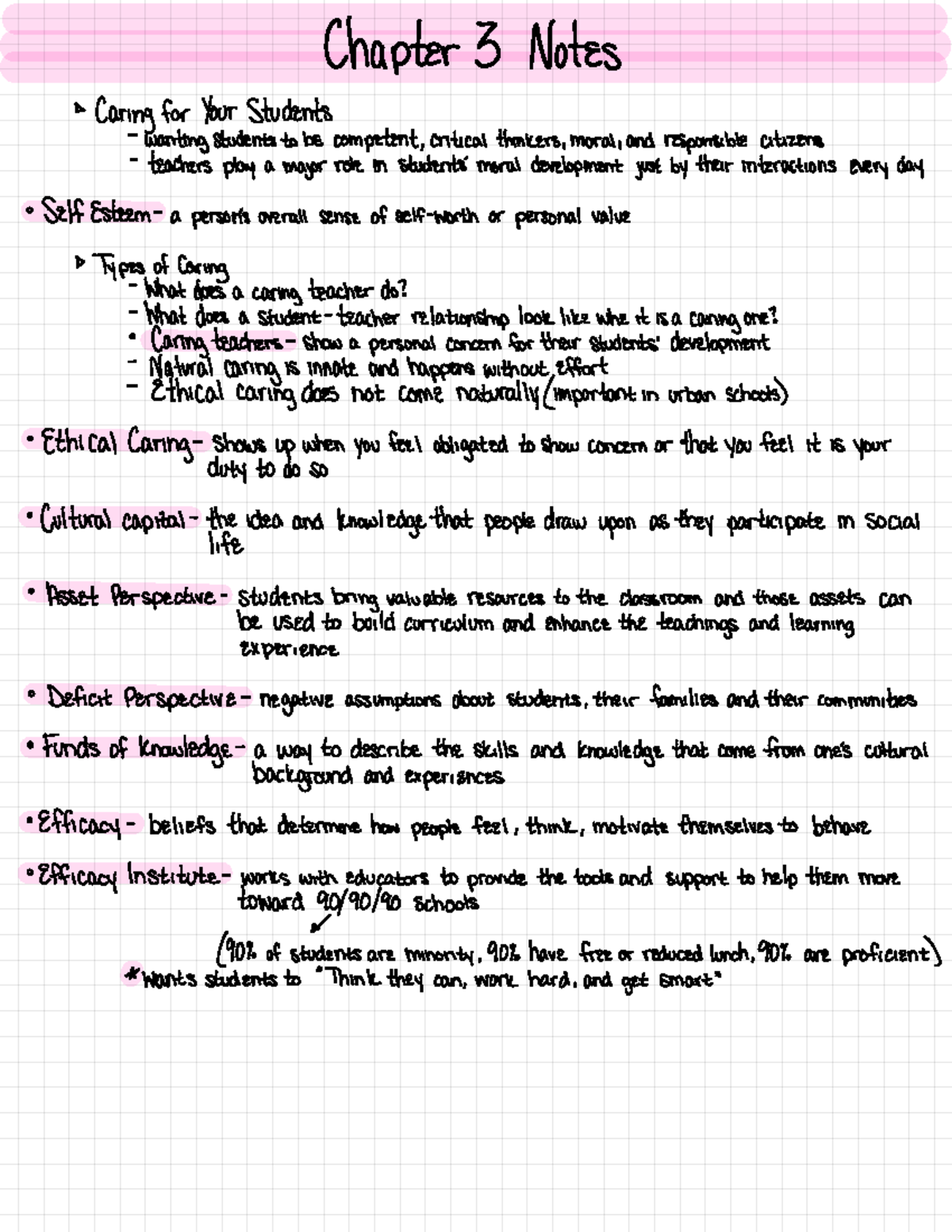 Chapter 3 Notes - caring for your students - Chapter 3 Notes Caringfor ...