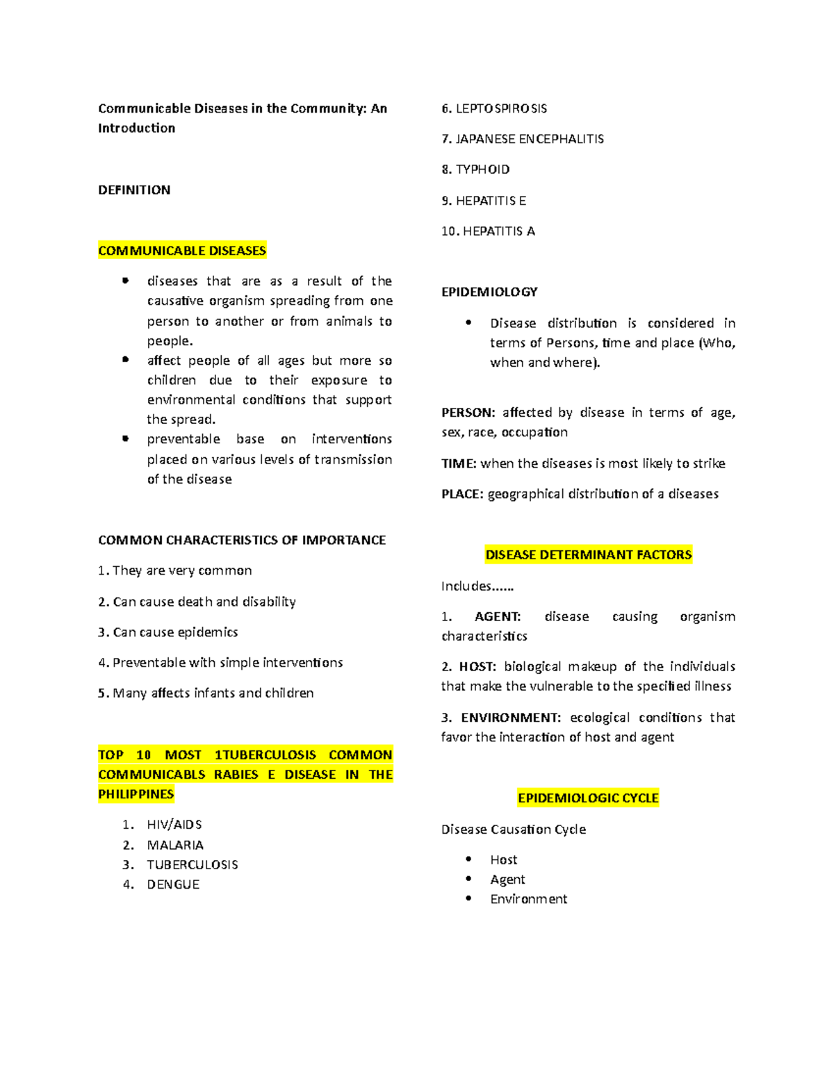 Communicable Diseases in the Community - affect people of all ages but ...