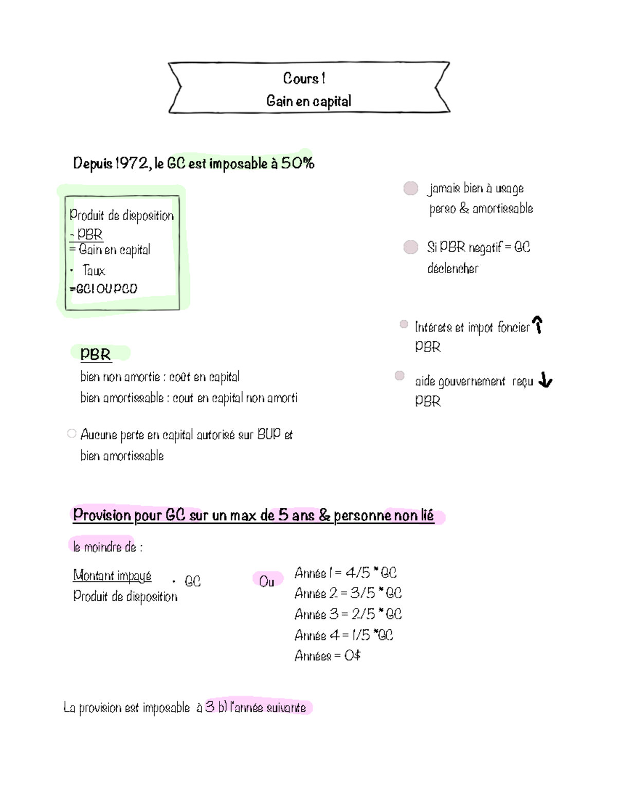 Pages 1 sur 6 depuis Impôt II - Notes de cours - Cours 1 Gain en ...
