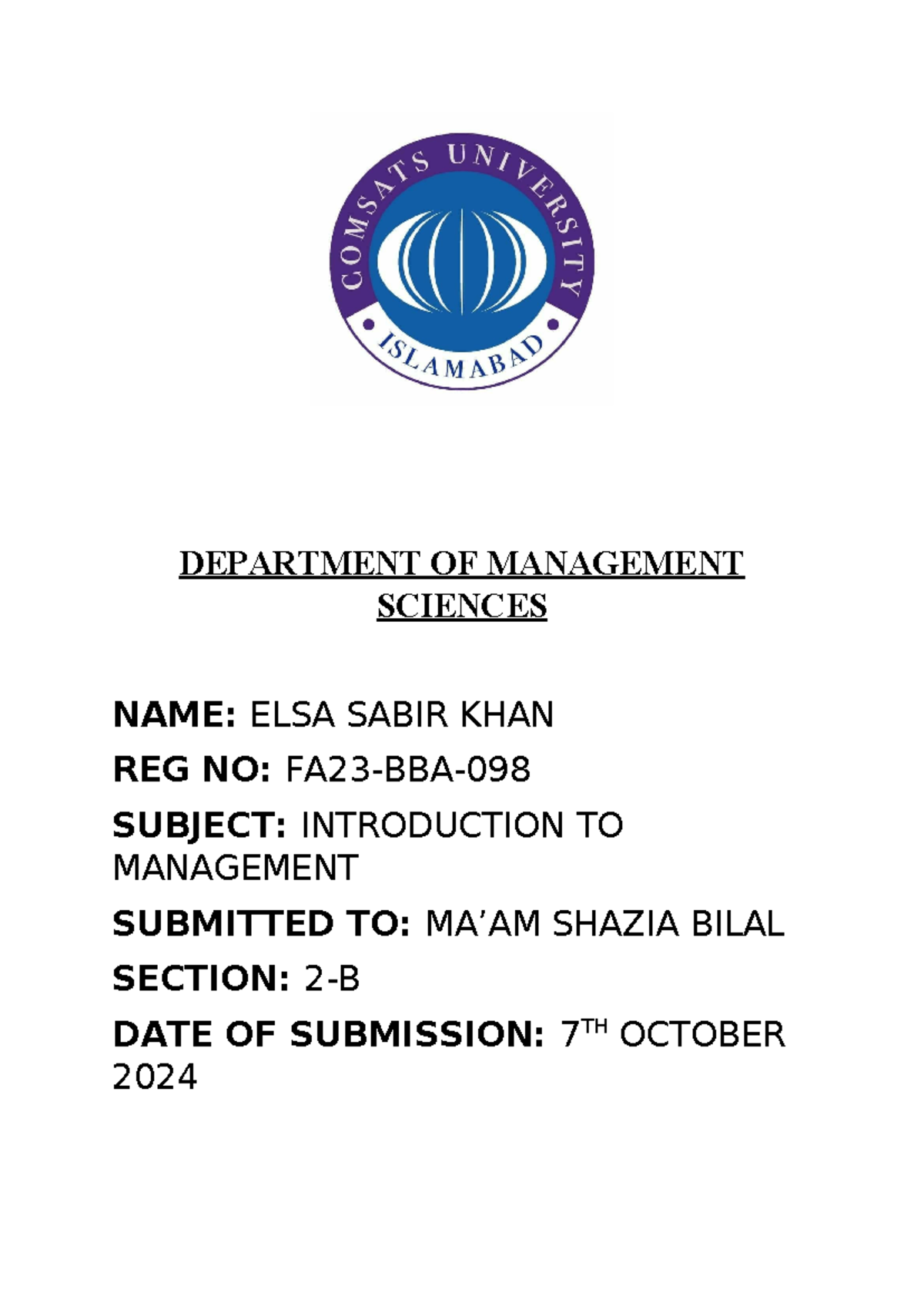 ITM Assignment 2 (COMPREHENSIVE ESSAY) - DEPARTMENT OF MANAGEMENT ...