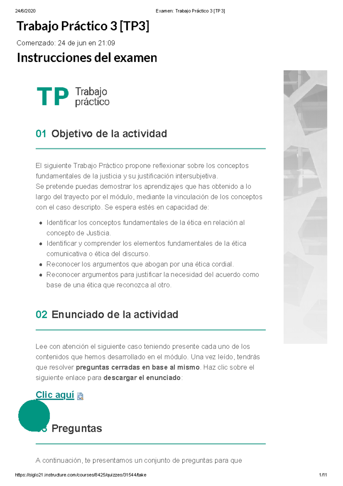 TP3 Etica (100%) DM - tp obligatorio - Trabajo Práctico 3 [TP3] Comenzado: 24 de jun en 21 ...
