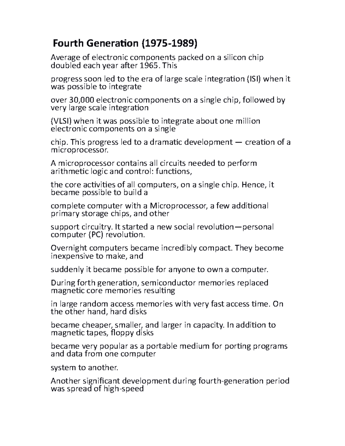 Fourth Generation (1975-1989) notes - Fourth Generation (1975-1989 ...