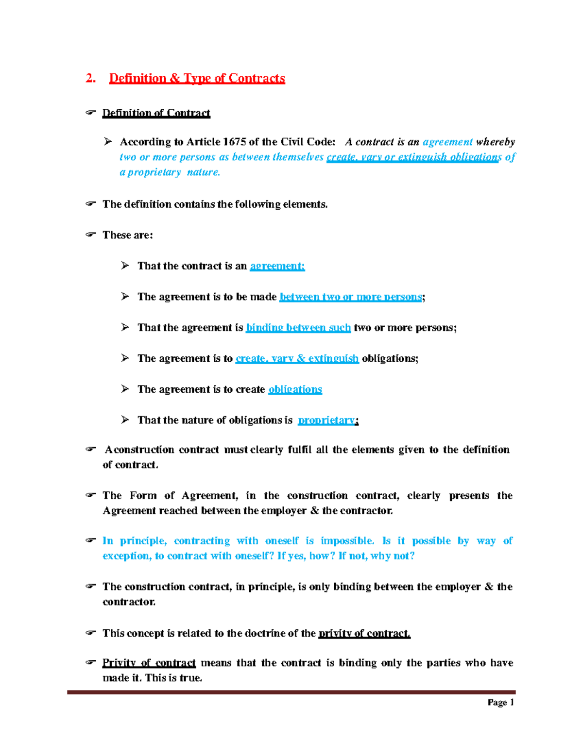 Law of Contract - Practicing Notes - 2. Definition & Type of Contracts ...