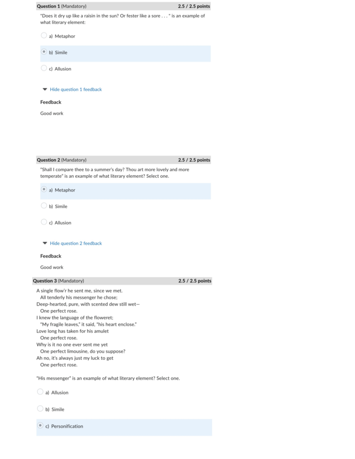 Module 4 quiz lit 100 - Question 1 (Mandatory) 2 2 points it dry up ...