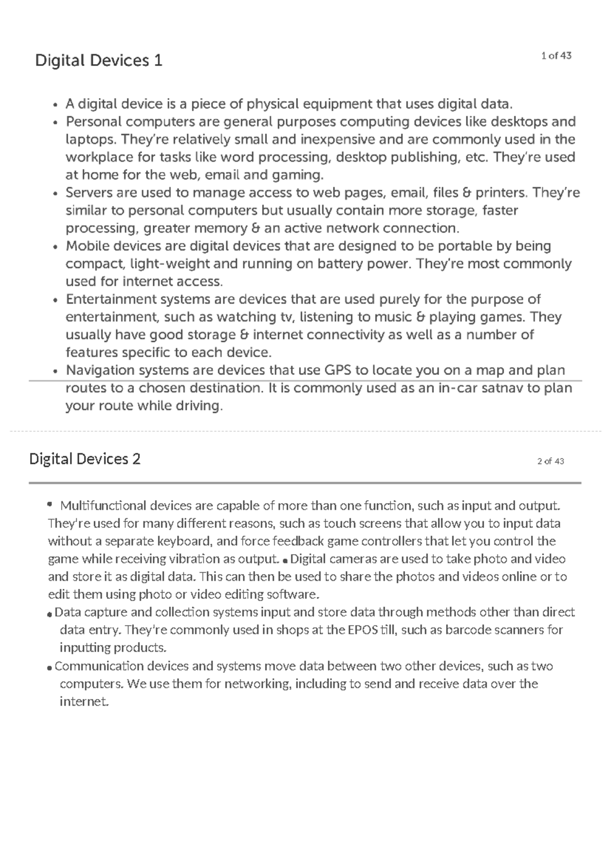 Full revision notes Unit 1 -Information Technology Systems - Digital ...