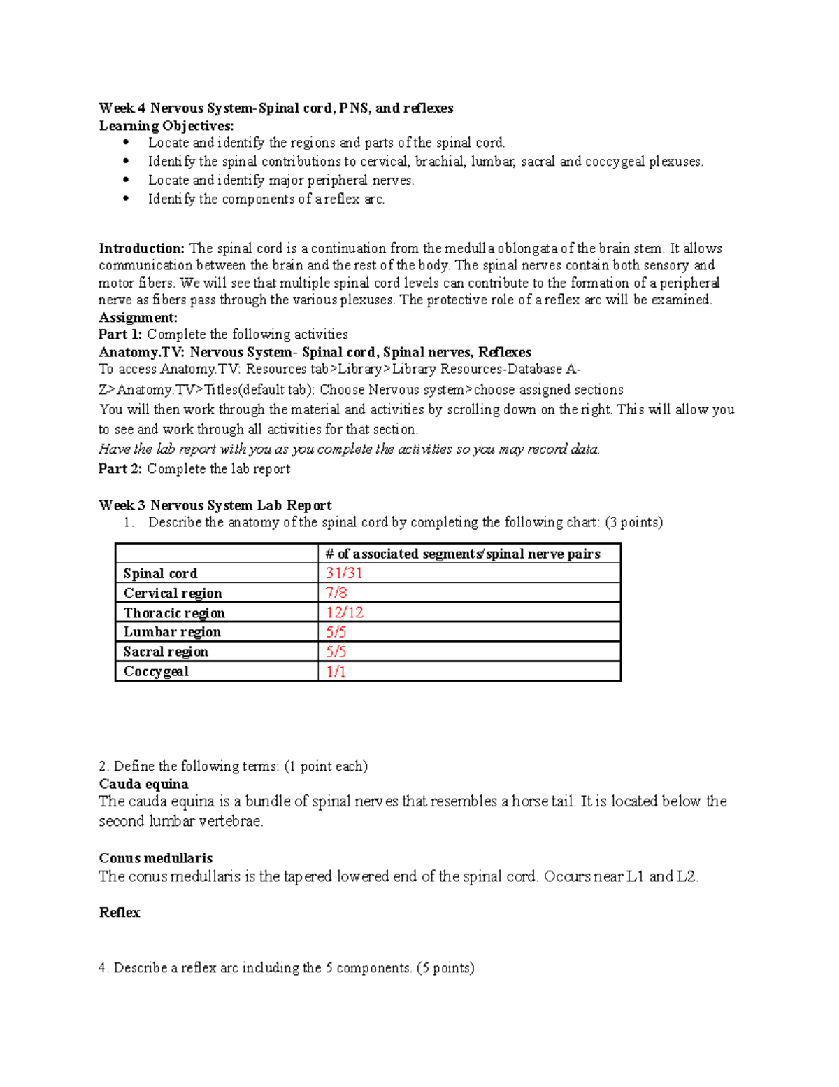 WEEK4 Lab Report Spinal cord PNS Reflexes - Week 4 Nervous System ...