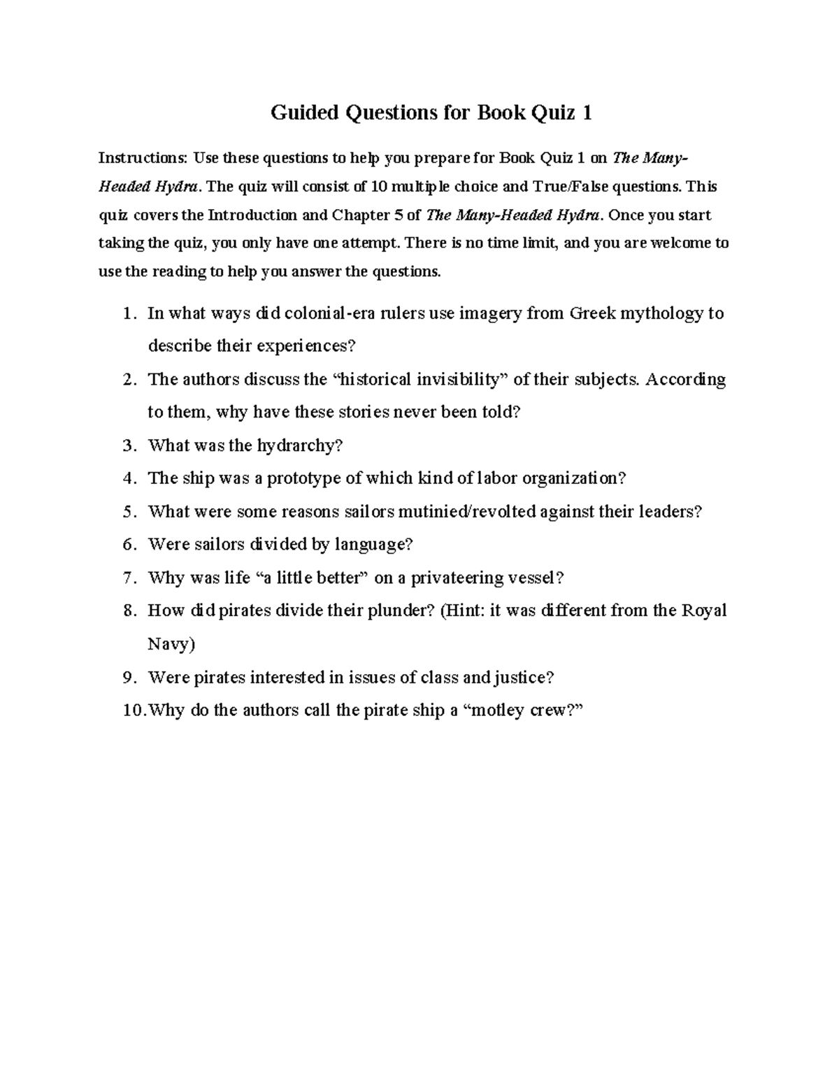1305 Guided Questions for Book Quiz 1 - Tagged - Guided Questions for ...