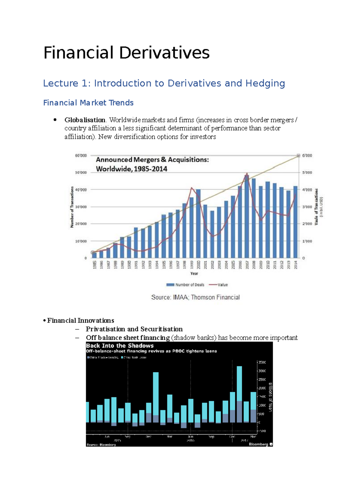 Financial Derivatives Notes - Financial Derivatives ####### Lecture 1 ...