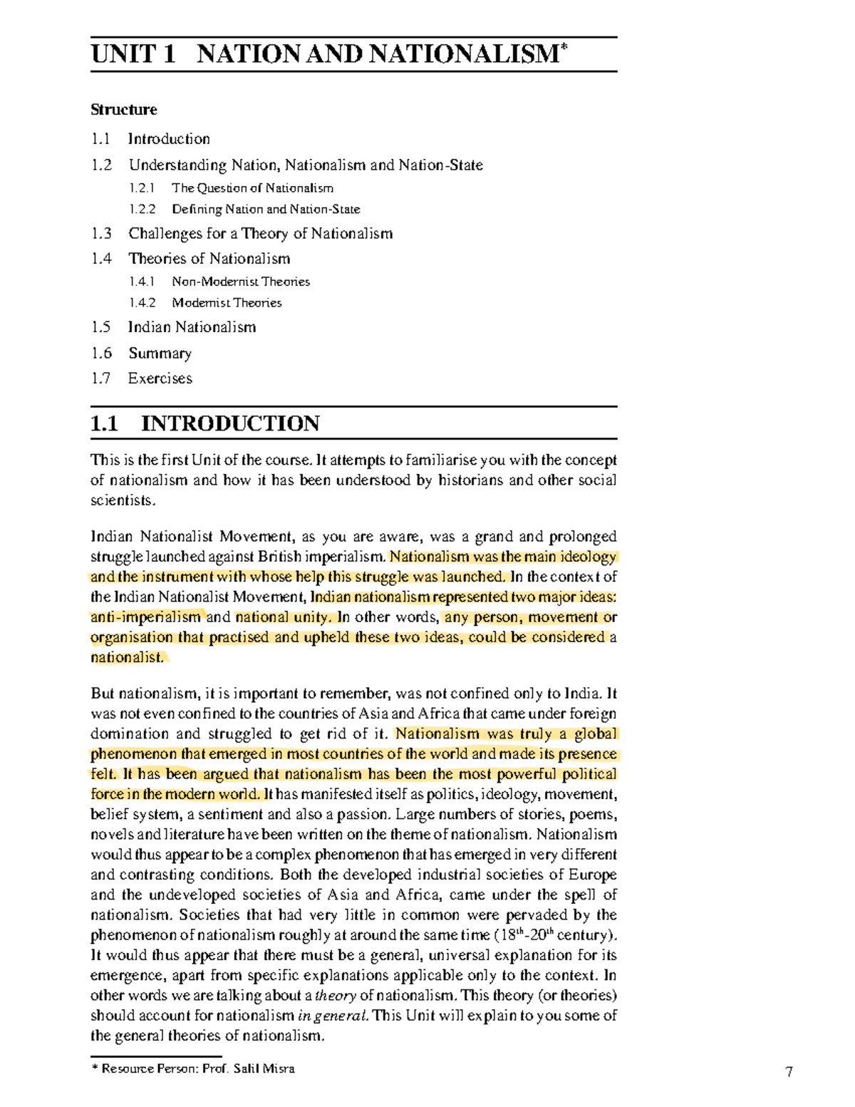 Unit-1 - Nation and Nationalism UNIT 1 NATION AND NATIONALISM Structure ...