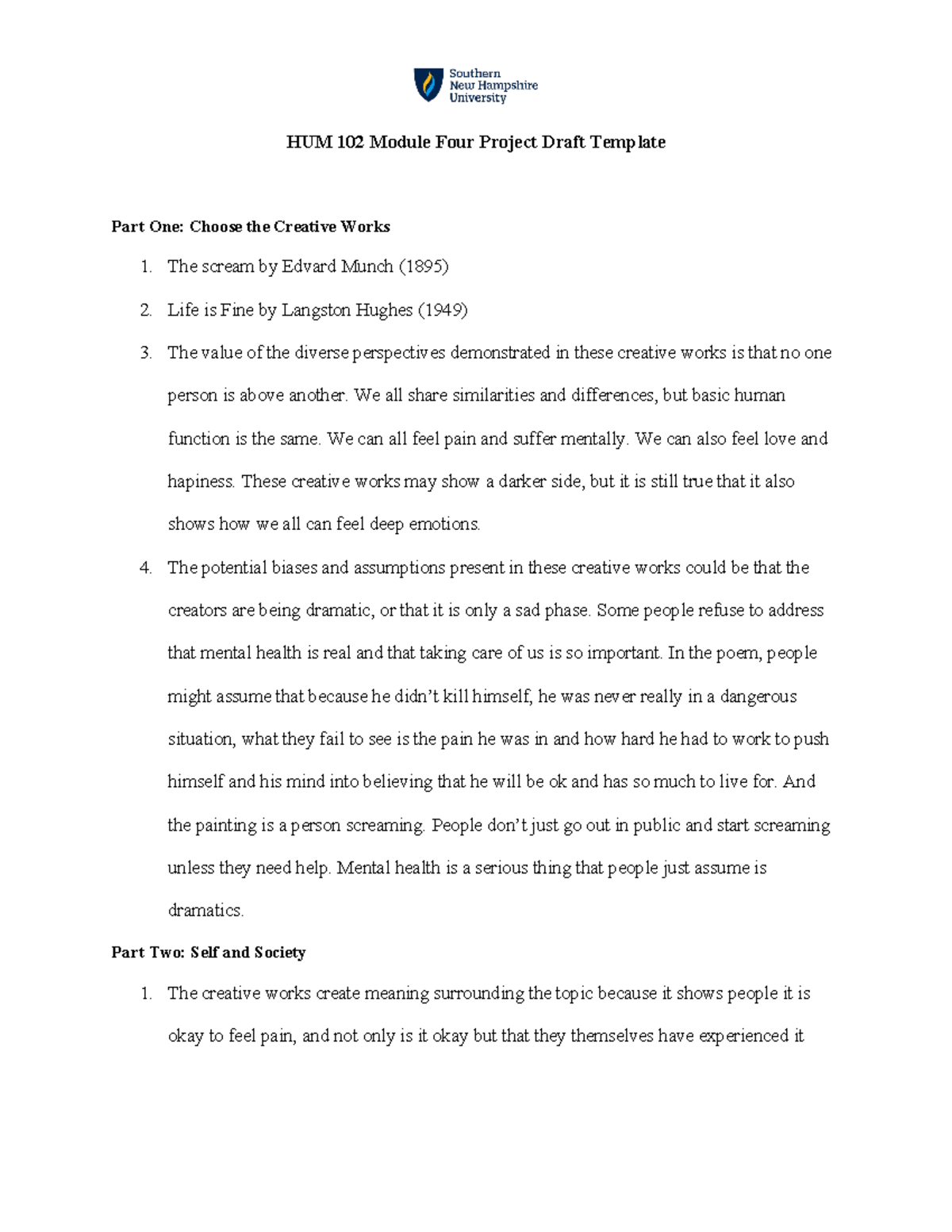 4-2 HUM 102 Project Draft - HUM 102 Module Four Project Draft Template ...