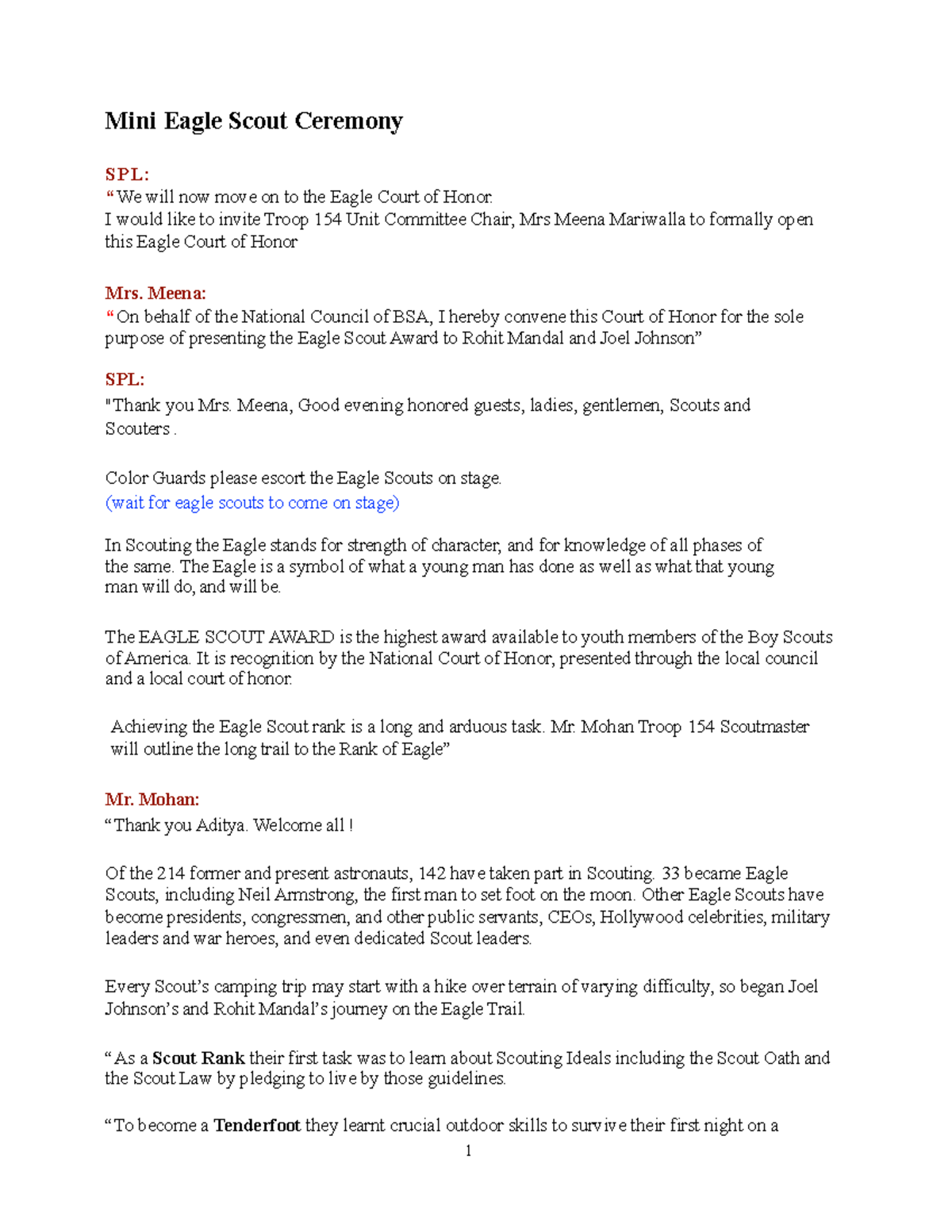 Sample Eagle Court of Honor Esssay 2022 - Mini Eagle Scout Ceremony SPL ...