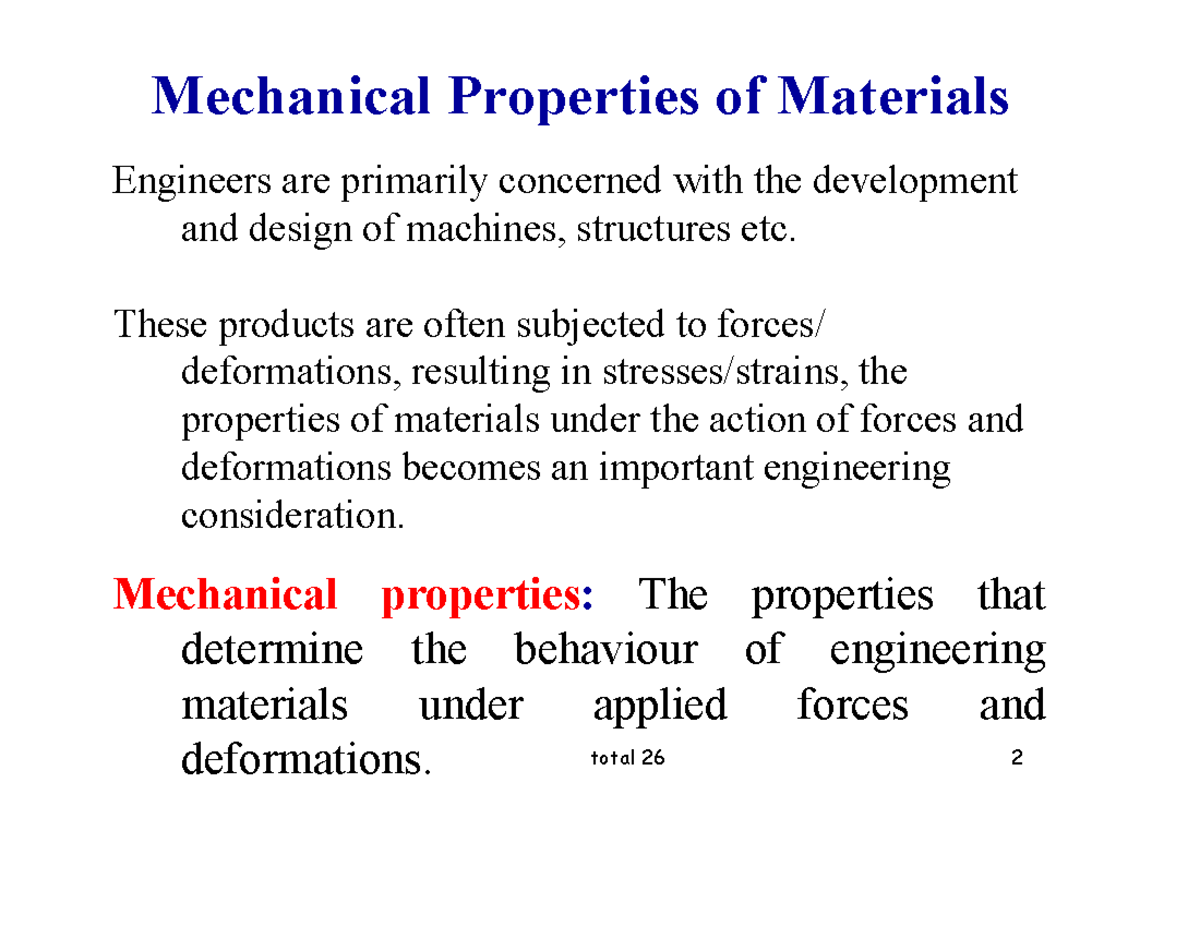 Mechanical properties of materials full theory - Mechanical Properties ...