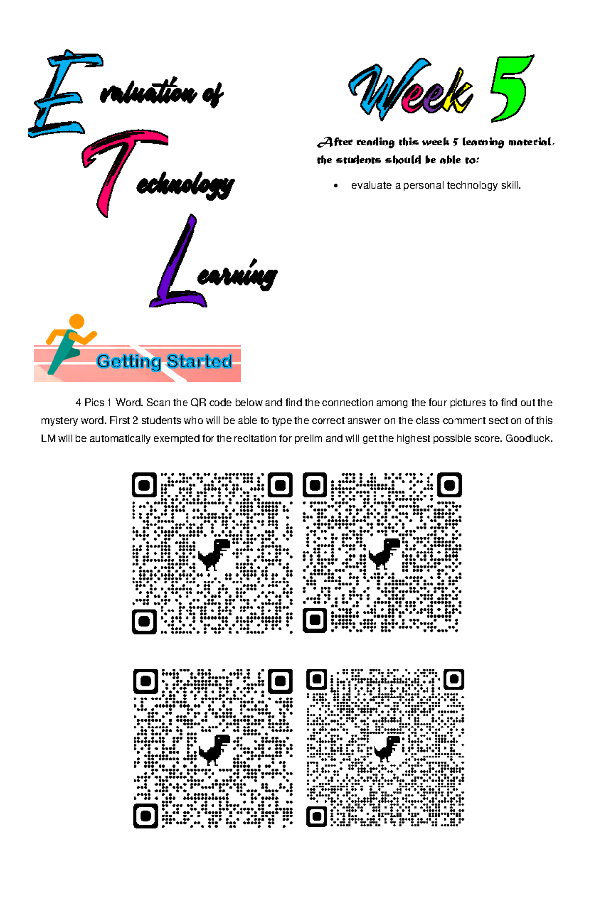 Week 5 LM (Evaluation of Technology Learning) - After reading this week ...
