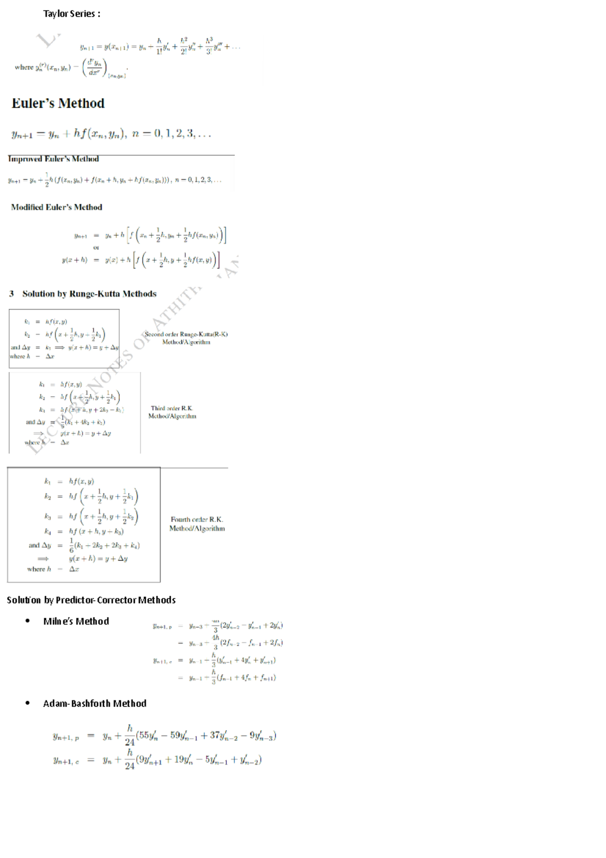 Unit-4 Formula List - Numerical Methods For Engineers - Taylor Series ...