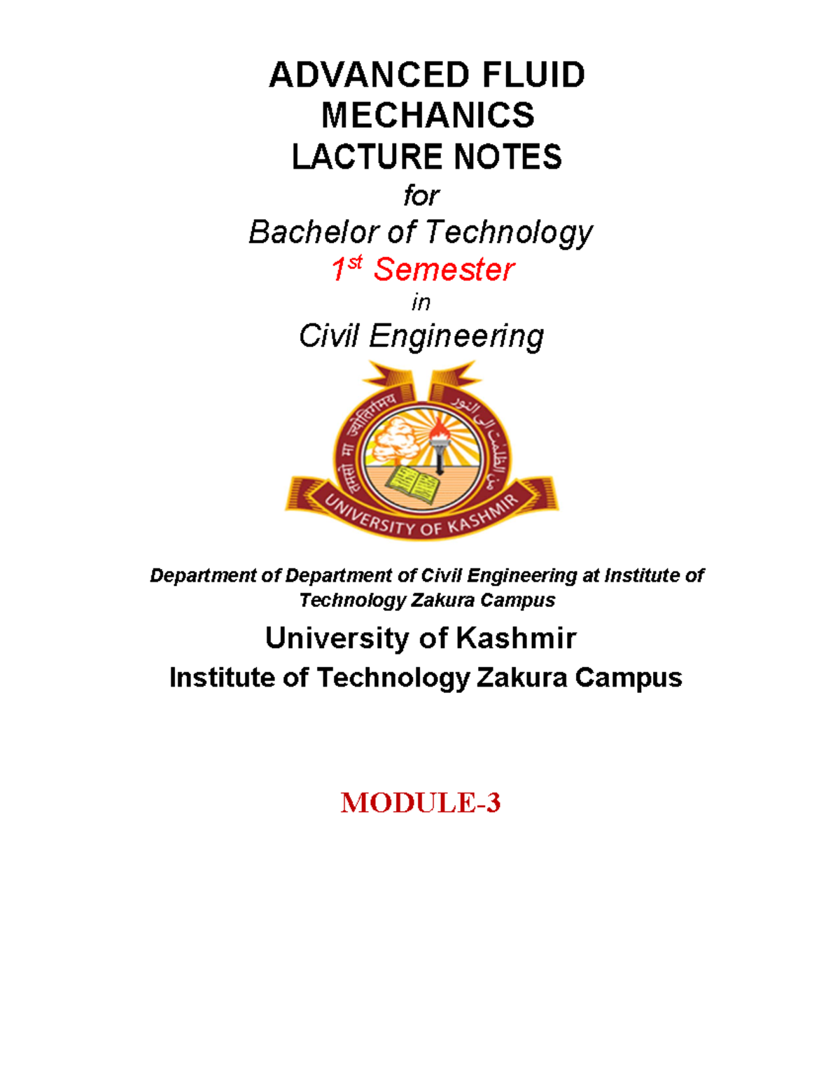 Advanced Fluid Mechanics Module 3 Turbulent Flow in Pipes and Questions ...