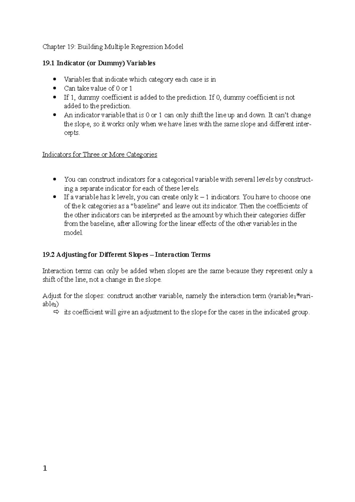 Stats chapter 19 + mandatory text summary - Chapter 19: Building Multiple Regression Model 19 ...