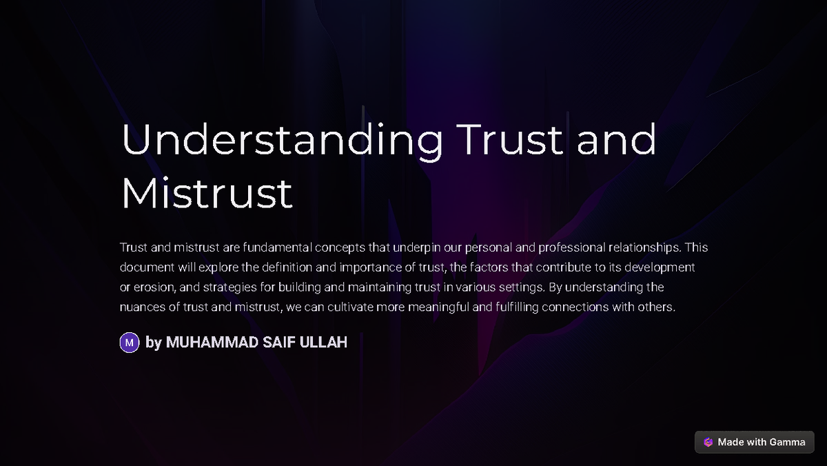 Understanding Trust and Mistrust - Understanding Trust and Mistrust ...