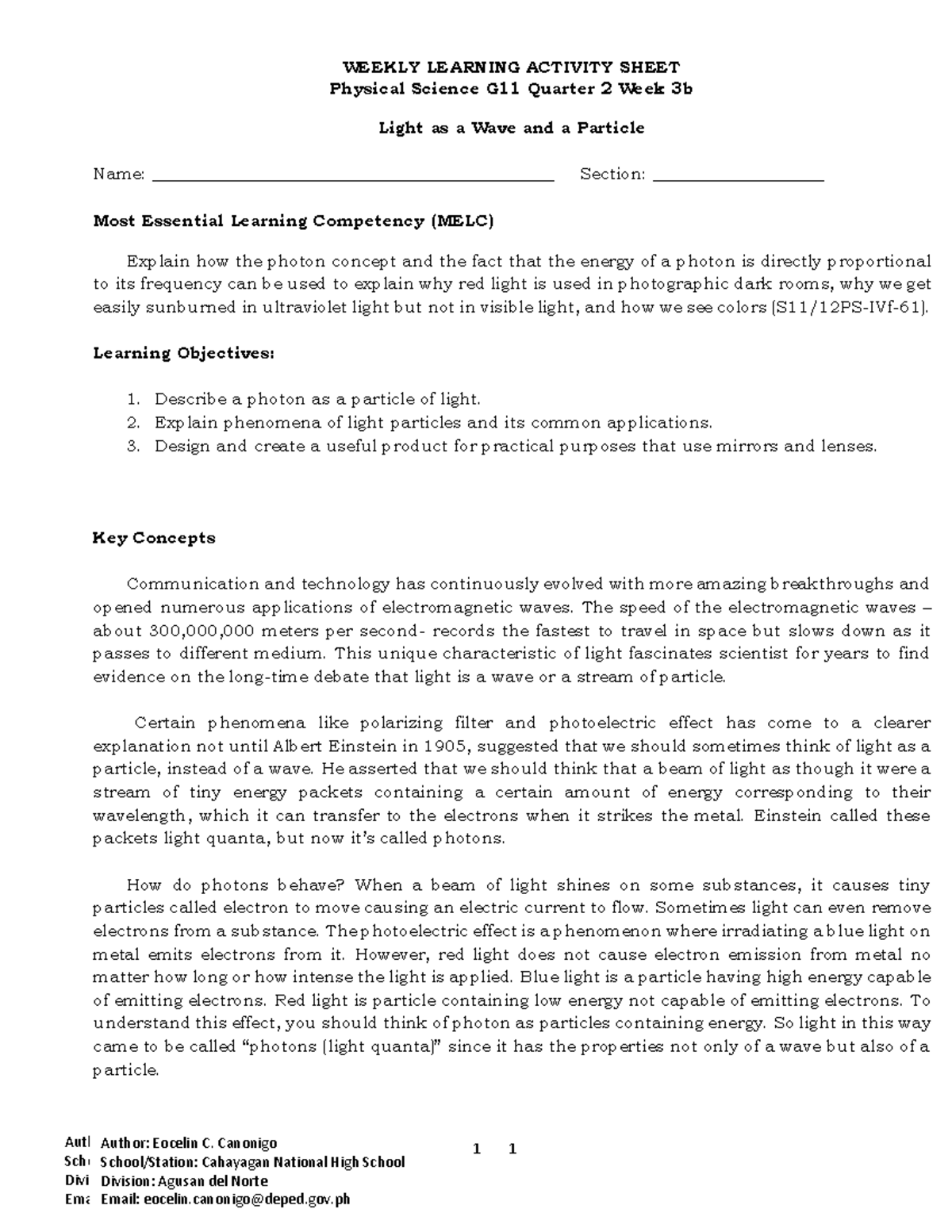 PS Q2 Week-3b - Author: Eocelin C. Canonigo 1 School/Station: Cahayagan ...