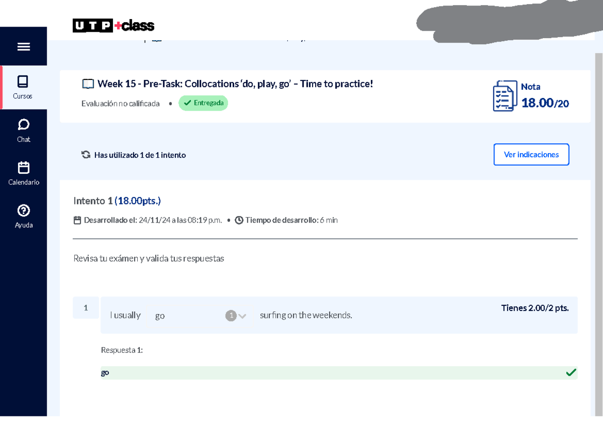 Week 15 Time to practice - Cursos Chat Calendario Ayuda Intento 1 (18 ...