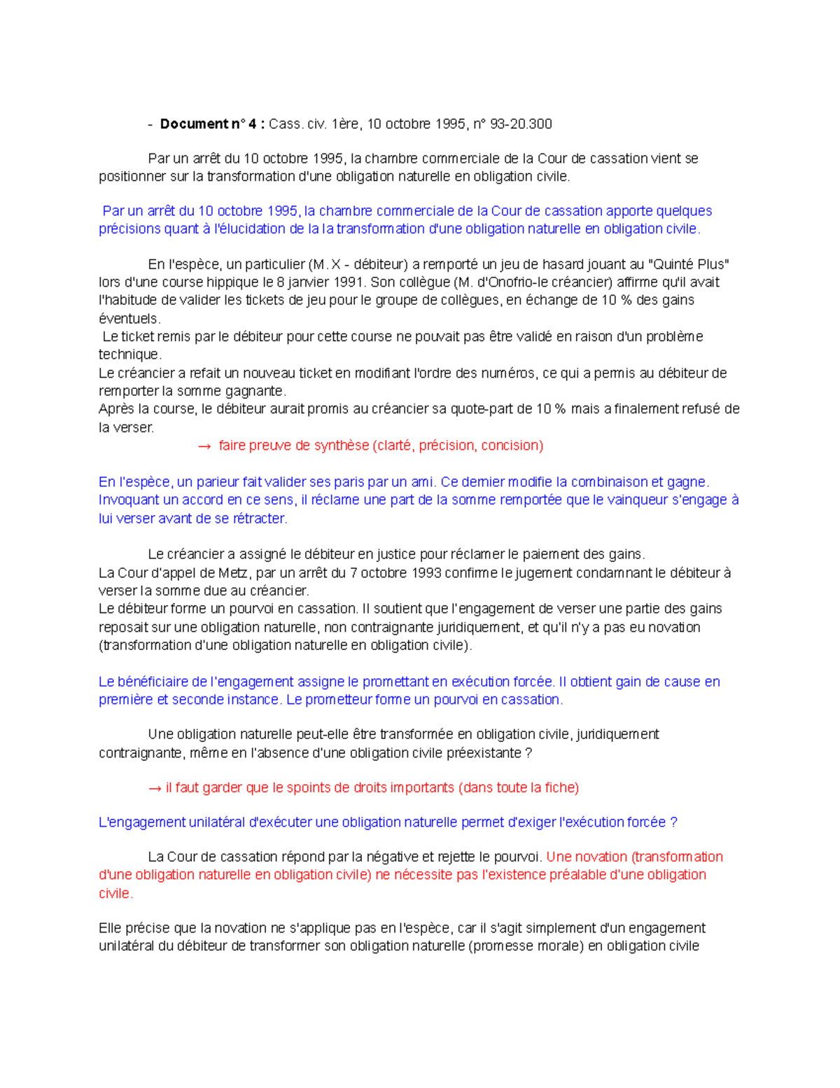 Cass. civ. 1ère, 10 octobre 1995, n° 93-20 - Document n° 4 : Cass. civ ...