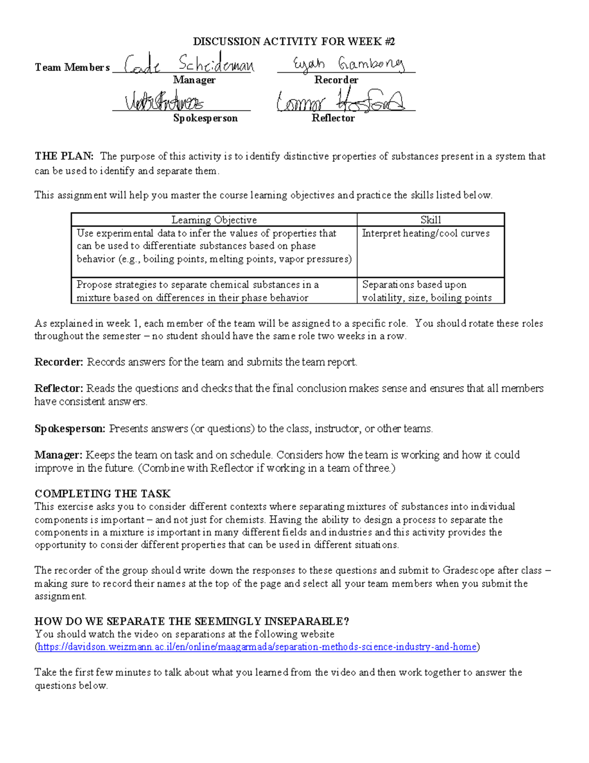 Discussion+Worksheet+Week+2 - DISCUSSION ACTIVITY FOR WEEK # Team ...