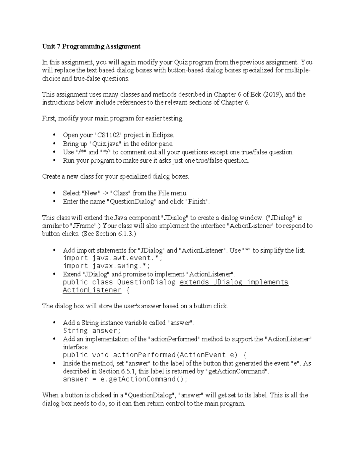 Unit 7 Programming Assignment 2 Unit 7 Programming Assignment In This Assignment You Will