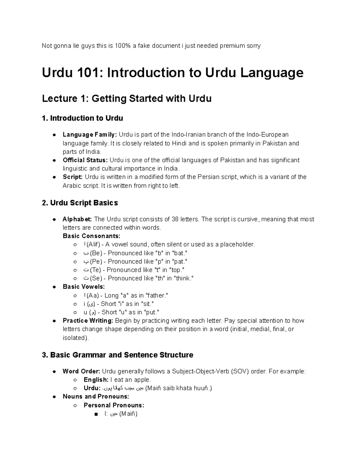 Urdu 101 Introduction to Urdu Language - Not gonna lie guys this is 100 ...