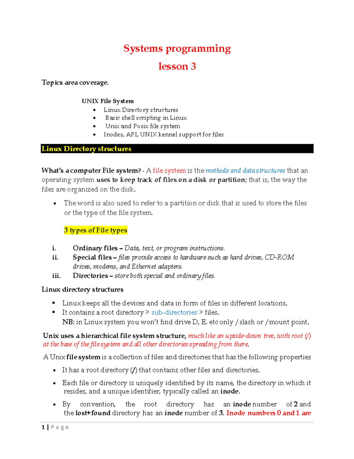 Systems Programming Lesson 3 Unix File System Systems Programming 9238