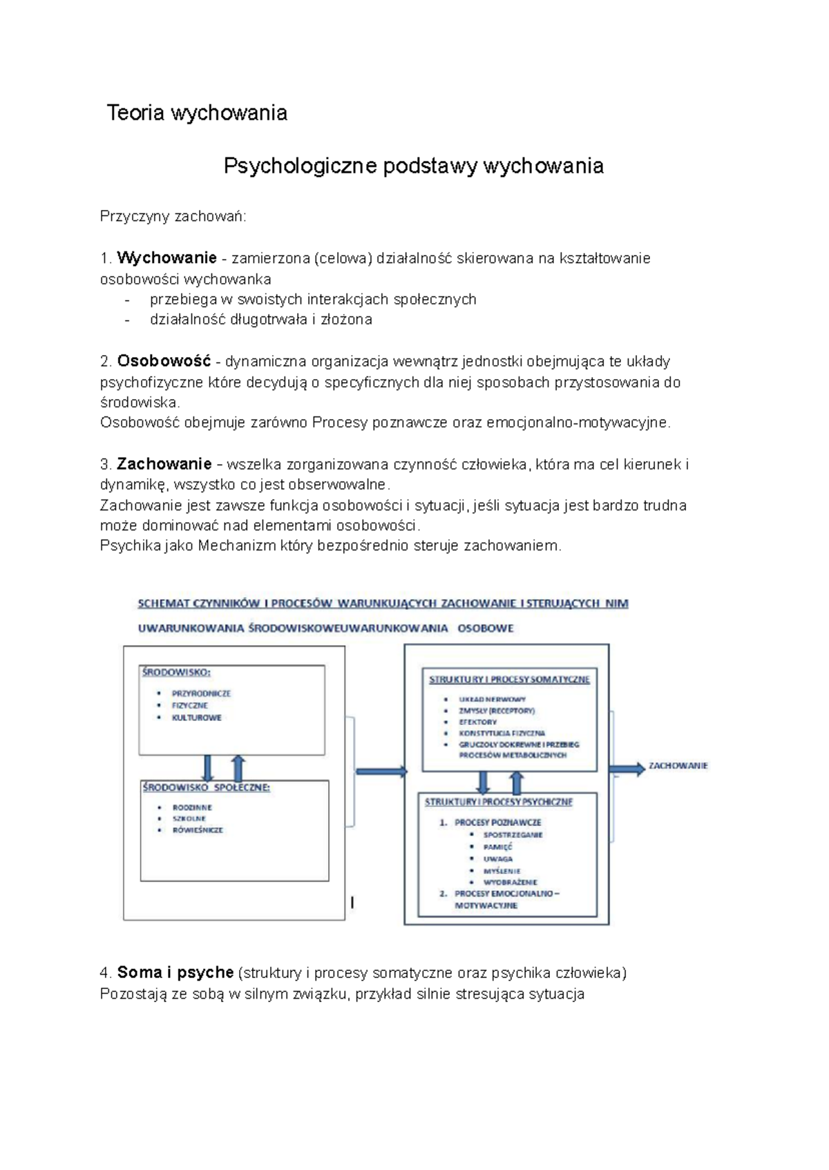 Wykład Teoria wychowania - Teoria wychowania Psychologiczne podstawy wychowania Przyczyny ...