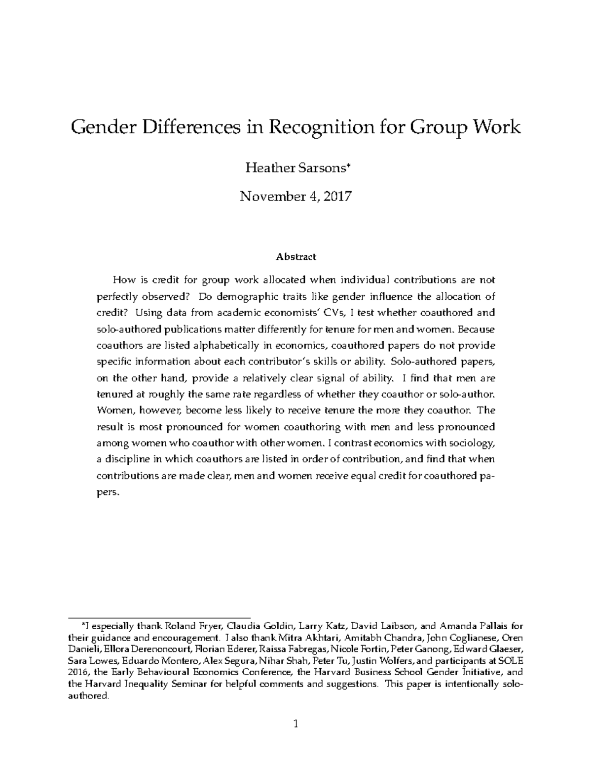 Gender differences in work - Gender Differences in Recognition for ...