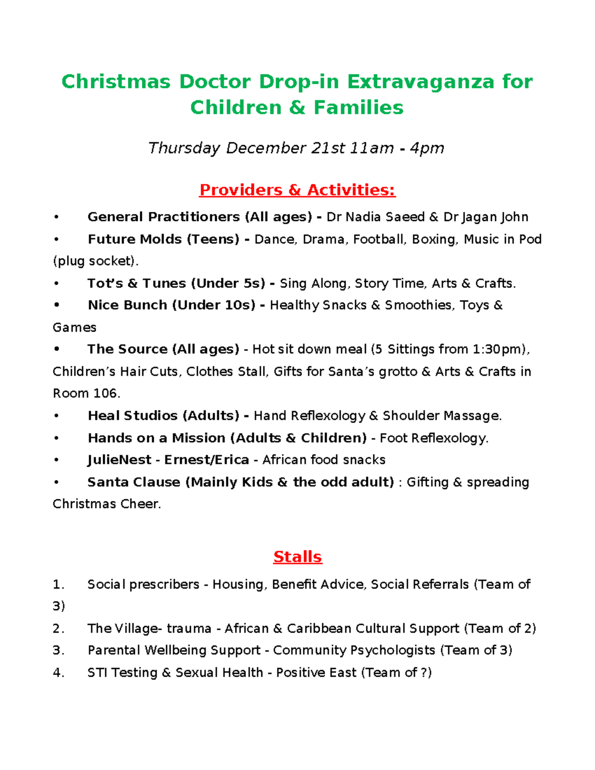 Christmas Doctor Drop-in Plan copy 2 - Christmas Doctor Drop-in ...