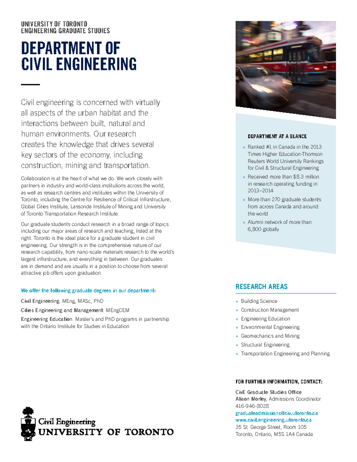 Uof T Engineering Graduate Studies Civ E - Civil engineering is ...