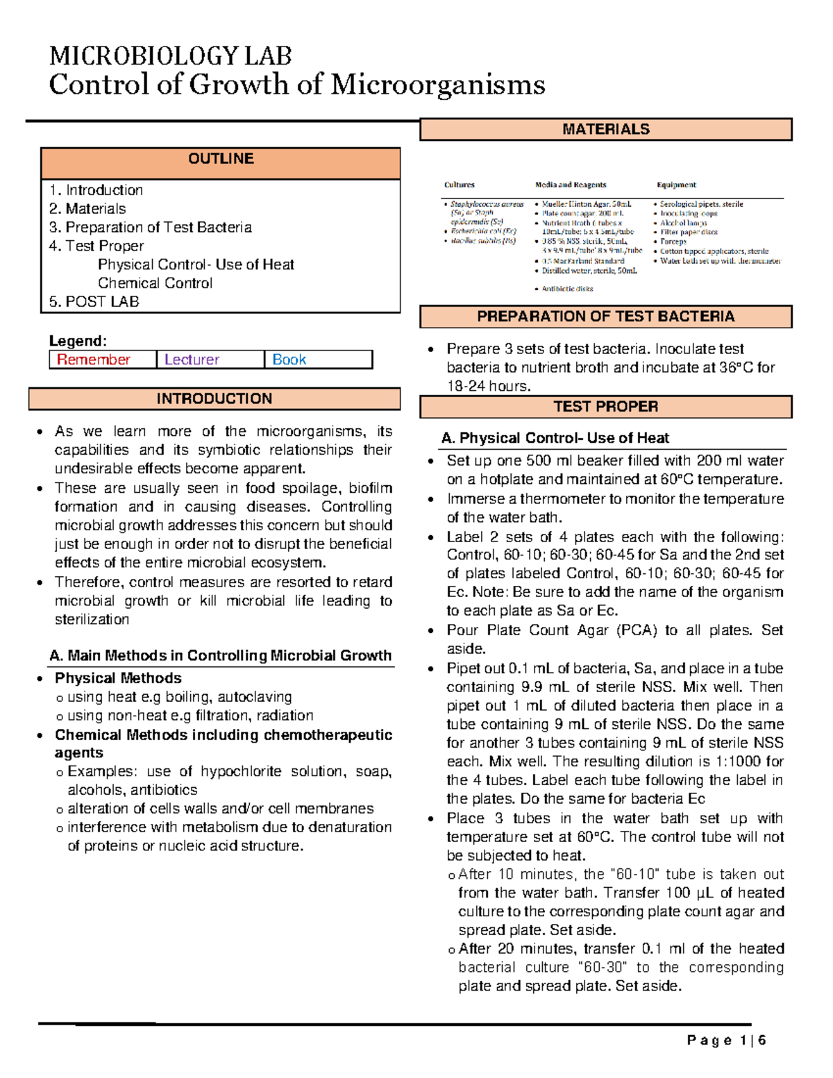 Bio425L Module 8 Growth Control-Notes - MICROBIOLOGY LAB Control of ...