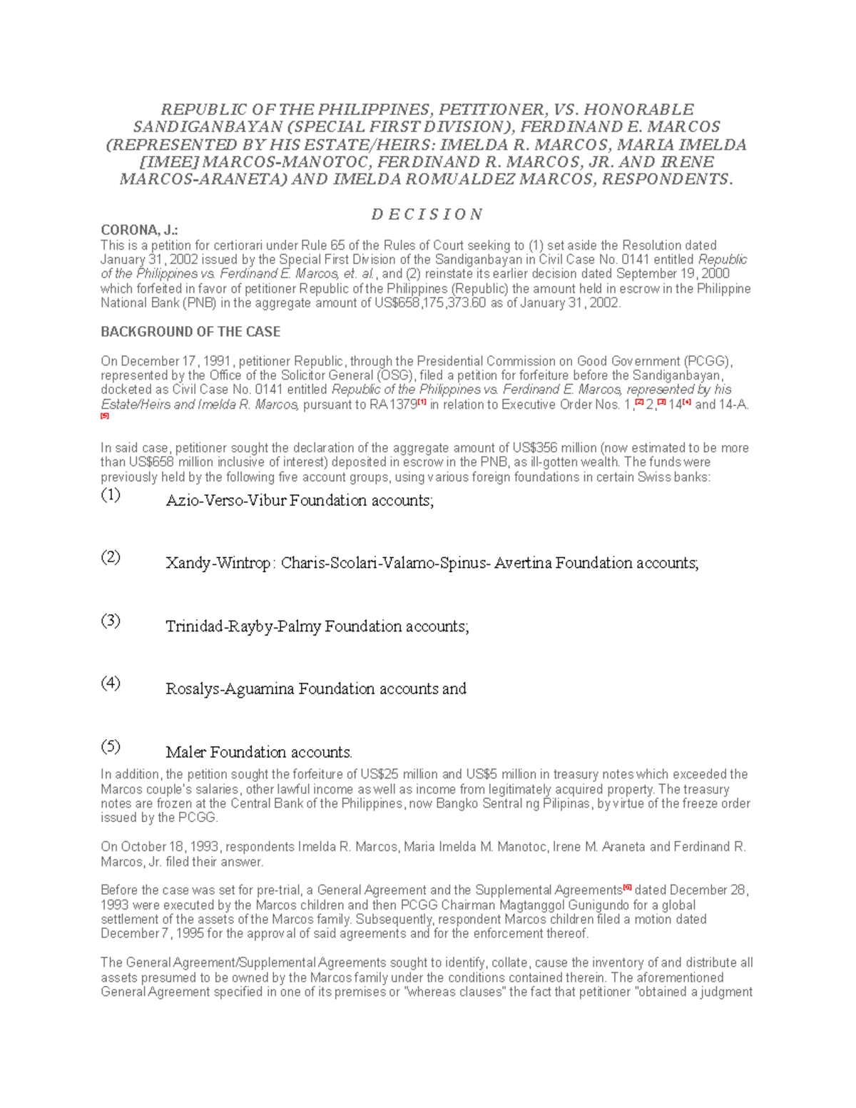 RPC vs Marcos - OBLICON CASE DIGEST - Bachelor of Laws - MSU-IIT - Studocu