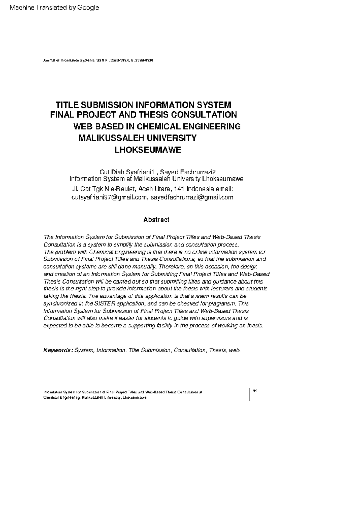 Title Submission Information System Final Project AND Thesis ...