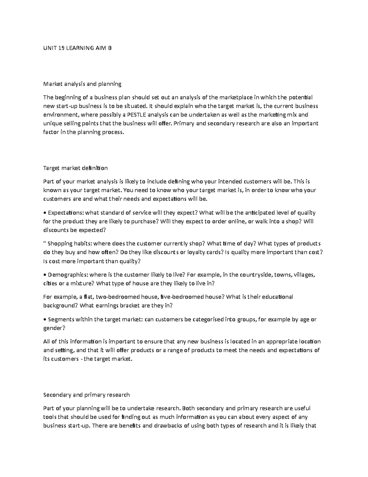 Pearson BTEC National Business Unit 19 Learning Aim B - UNIT 19 ...